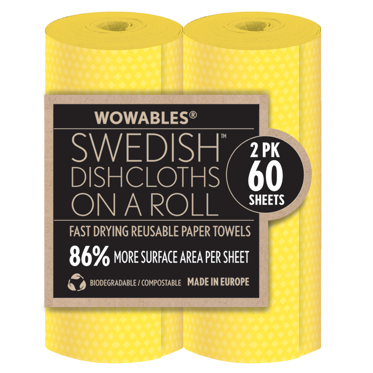 Wowables® 2 Pack, Reusable & Biodegradable Paper Towels | Cleaning ...